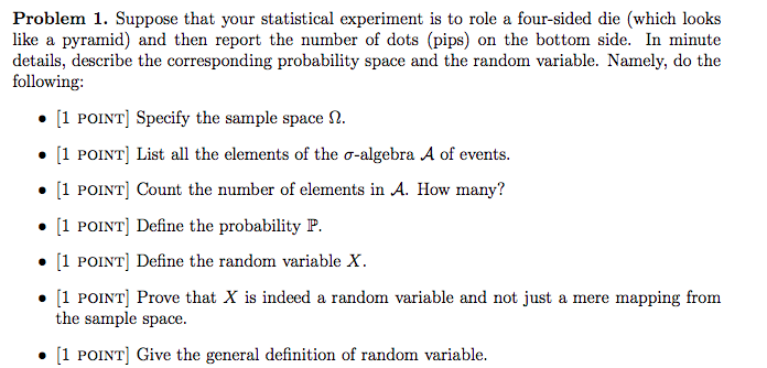 Solved Problem 1. Suppose that your statistical experiment | Chegg.com