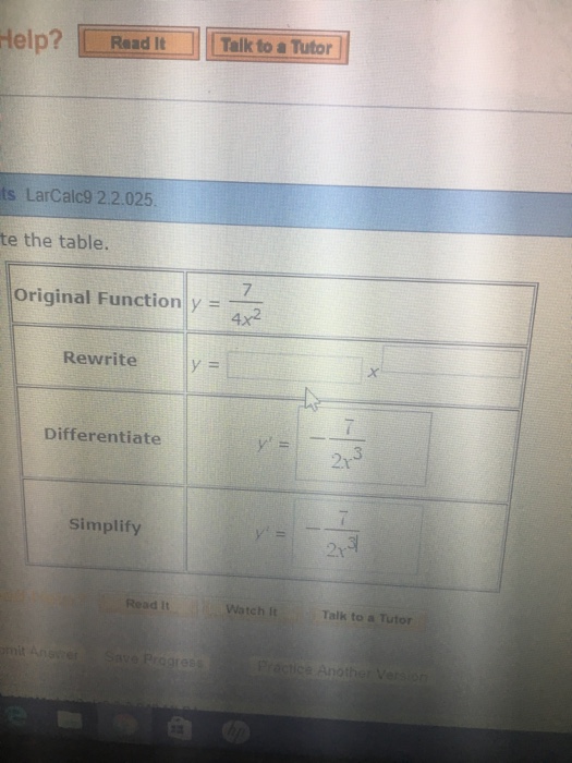 Solved Original Function y = 7/4x^2 Rewrite y = x | Chegg.com