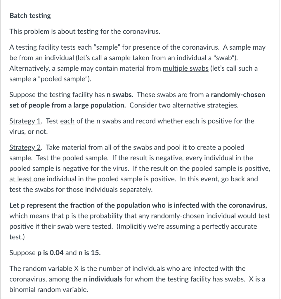 Solved Batch testing This problem is about testing for the | Chegg.com