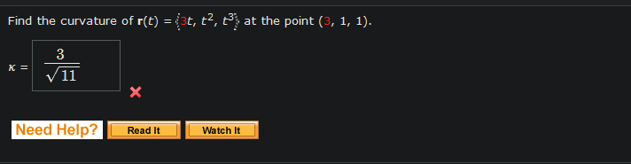 Solved Find the curvature of r(t)=3t,t2,t3− at the point | Chegg.com
