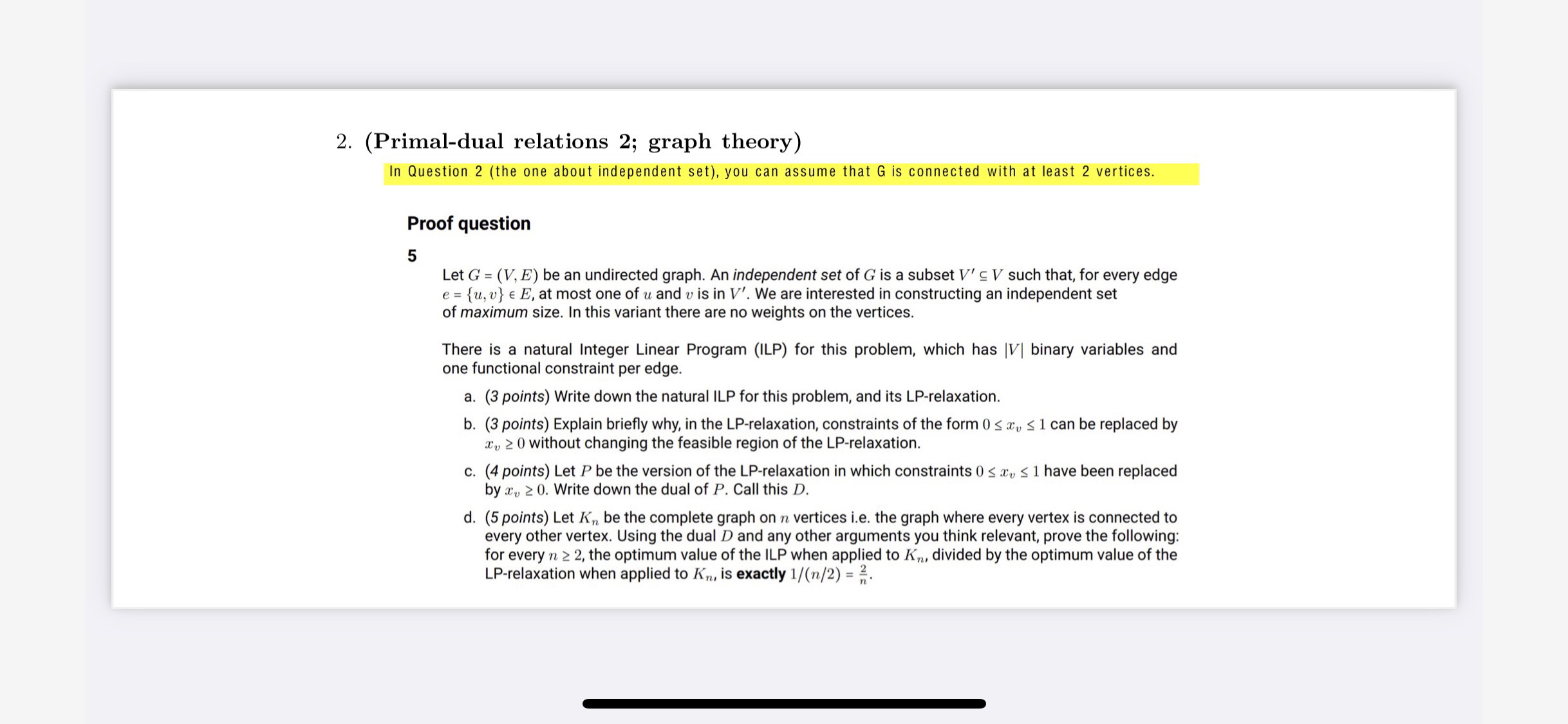 Solved rimal-dual relations 2; graph theory) In Question 2 | Chegg.com
