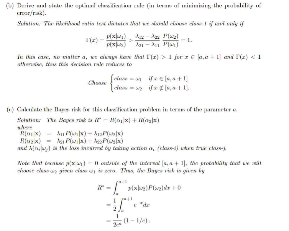 PROBLEM 5.1: Consider a 2-class classification | Chegg.com