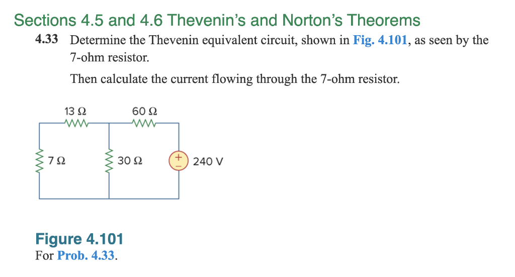 Solved Sections 4.5 and 4.6 Thevenin's and Norton's Theorems | Chegg.com