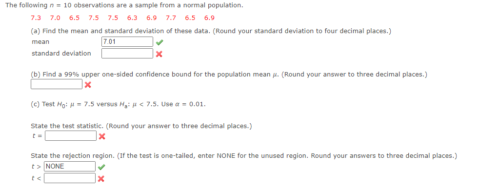 Solved The following n=10 ﻿observations are a sample from a | Chegg.com