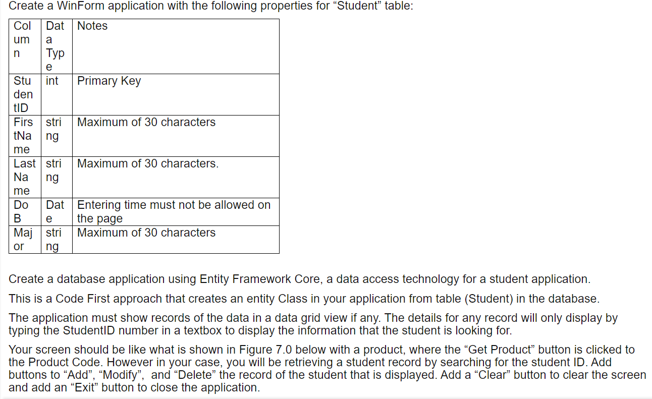 Solved Create A Database Application Using Entity Framework 1883