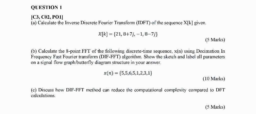 Solved QUESTION 1 [C3, C02, PO1] (a) Calculate the Inverse | Chegg.com