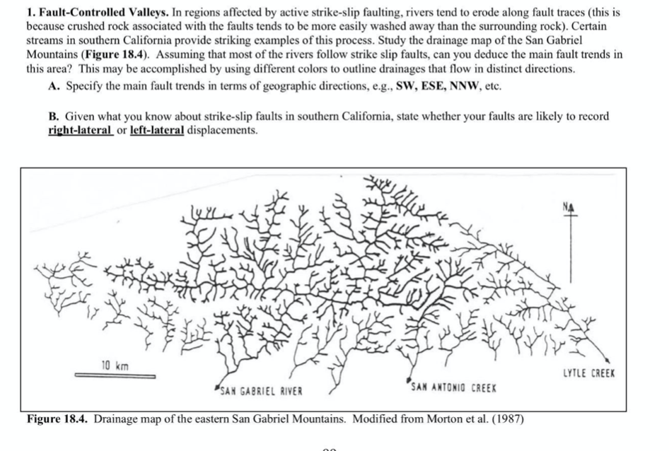 Solved 1. Fault-Controlled Valleys. In regions affected by | Chegg.com