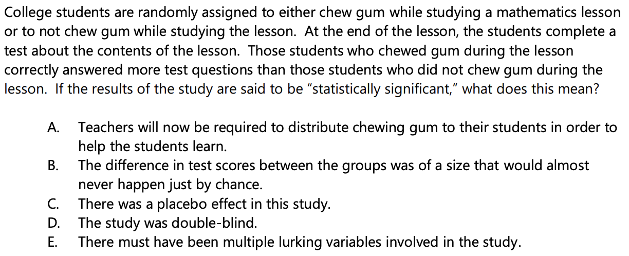 Solved College students are randomly assigned to either chew | Chegg.com