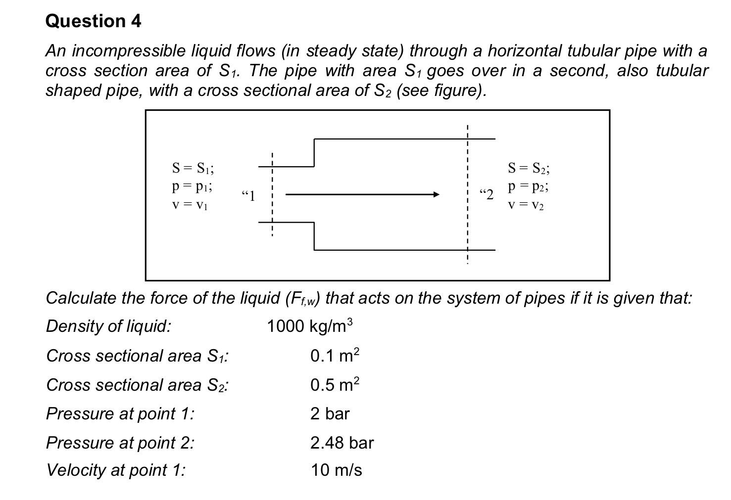 Solved An incompressible liquid flows (in steady state) | Chegg.com