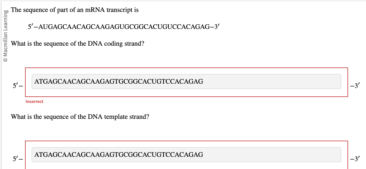 Solved The sequence of part of an mRNA transcript | Chegg.com