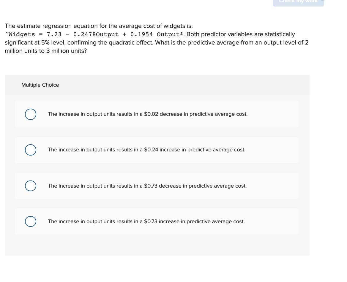 Solved Check My Work The Estimate Regression Equation For Chegg Solved Check My Work The Estimate Regression Equation For Chegg