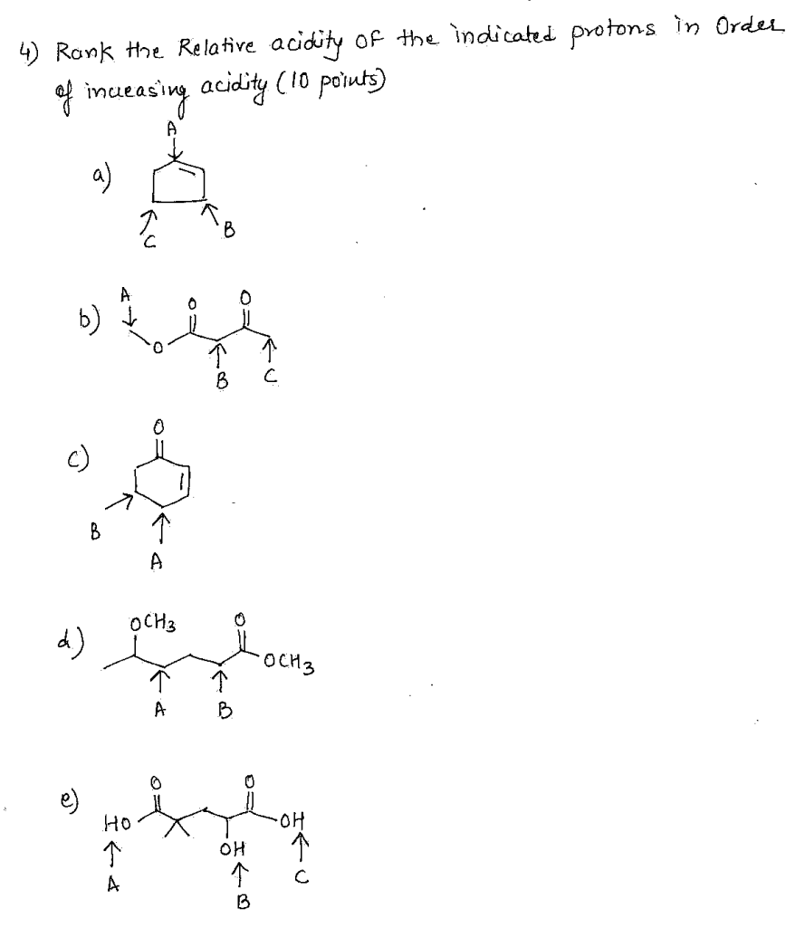 Solved 4) Rank Hoe Relative acidity of the indicated protons | Chegg.com