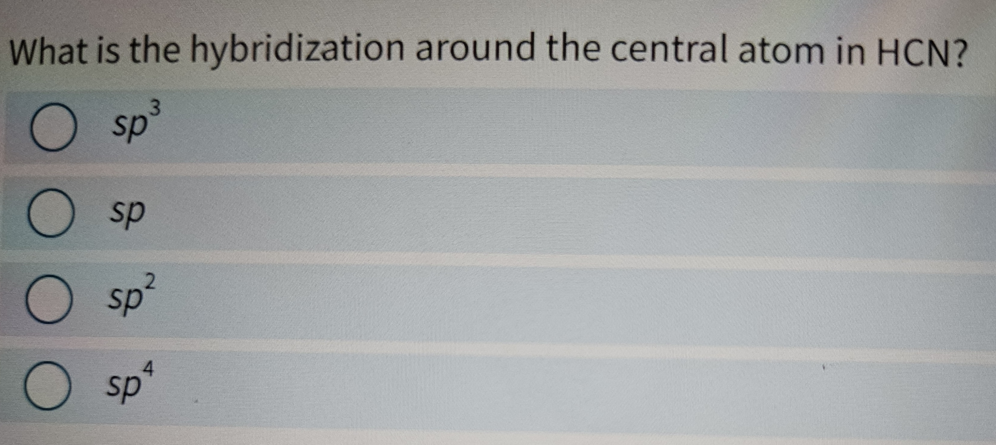 Solved What is ﻿the hybridization around the central atom | Chegg.com