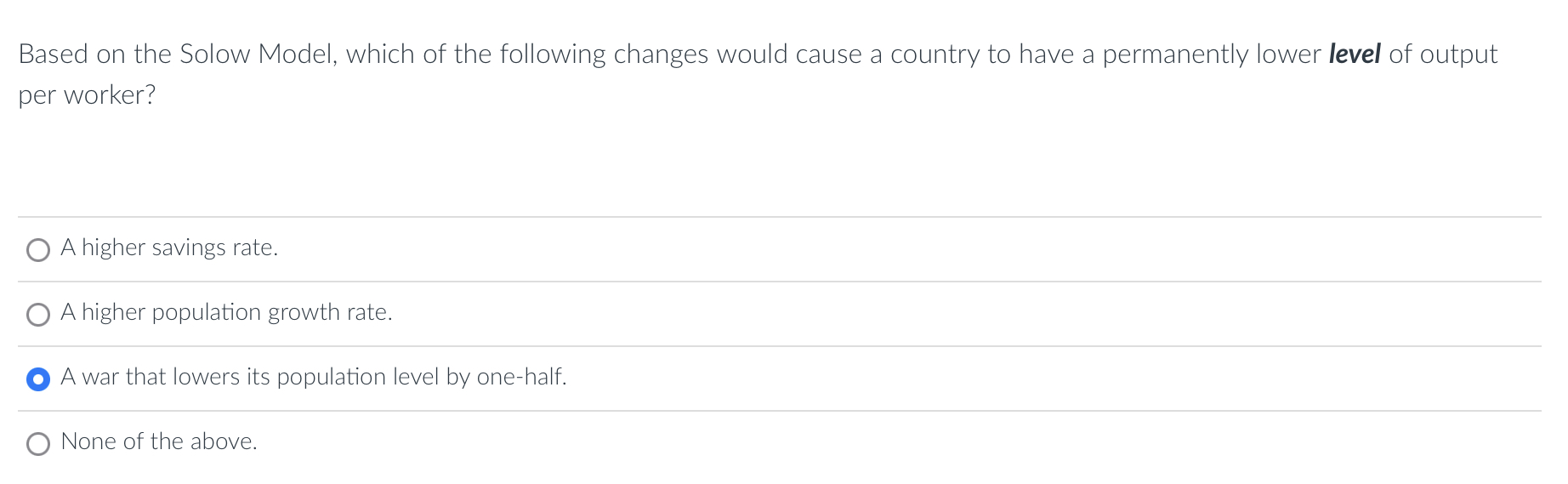 Solved Based on the Solow Model, which of the following | Chegg.com