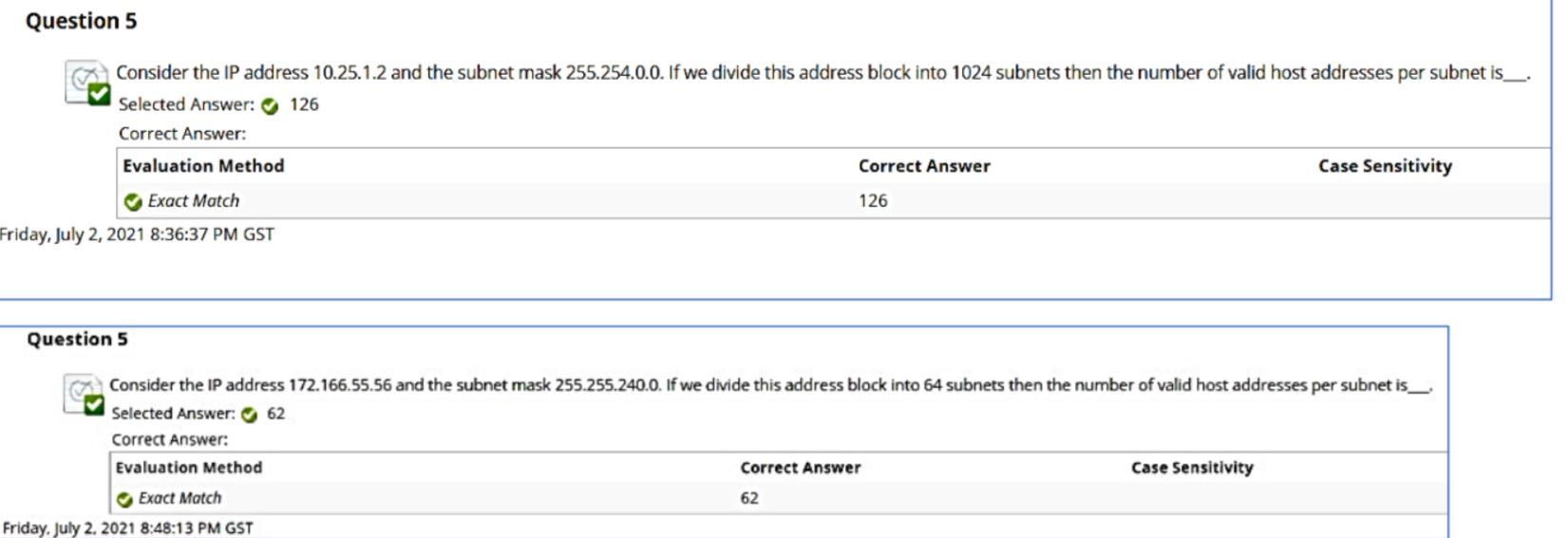 Solved Question 5 Consider the IP address 10.25.1.2 and the | Chegg.com