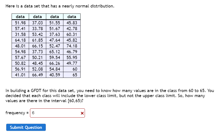 Solved Here is a data set that has a nearly normal | Chegg.com