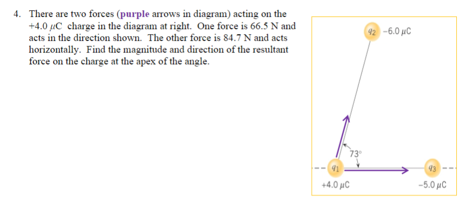 Solved 4. There are two forces (purple arrows in diagram) | Chegg.com