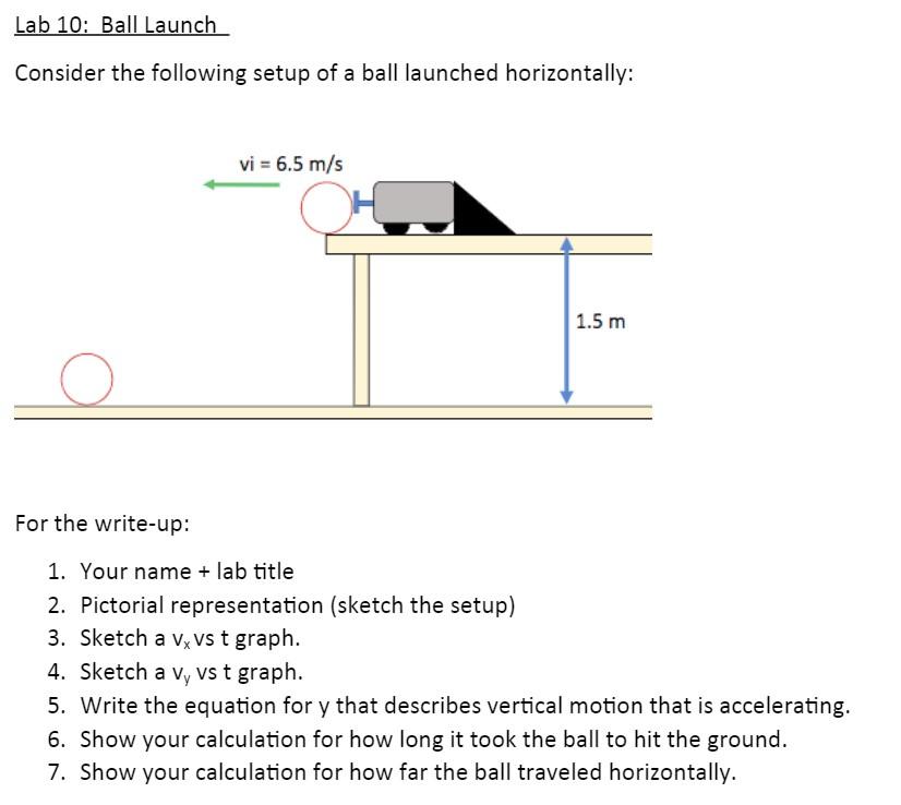 Solved Lab 10: Ball Launch Consider the following setup of a | Chegg.com