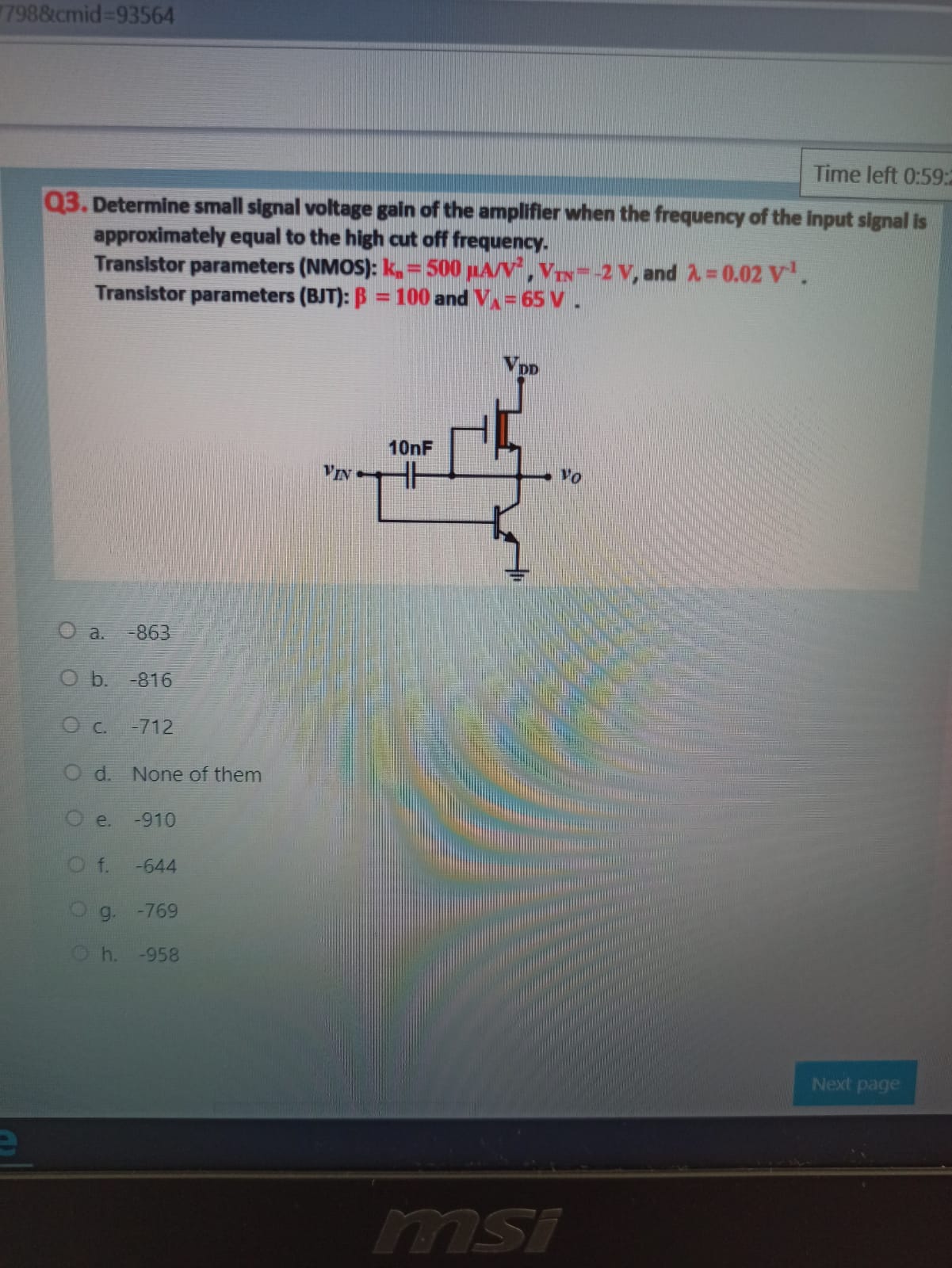Solved 17988cmid=93564 Time left 0:59: Q3. Determine small | Chegg.com