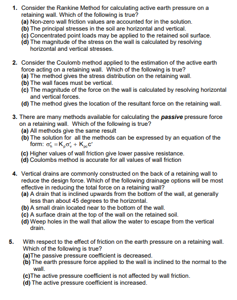 Solved 1. Consider the Rankine Method for calculating active | Chegg.com