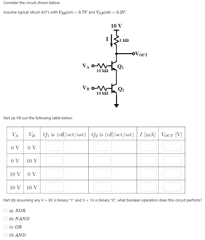 Solved Consider the circuit shown below.Assume typical | Chegg.com