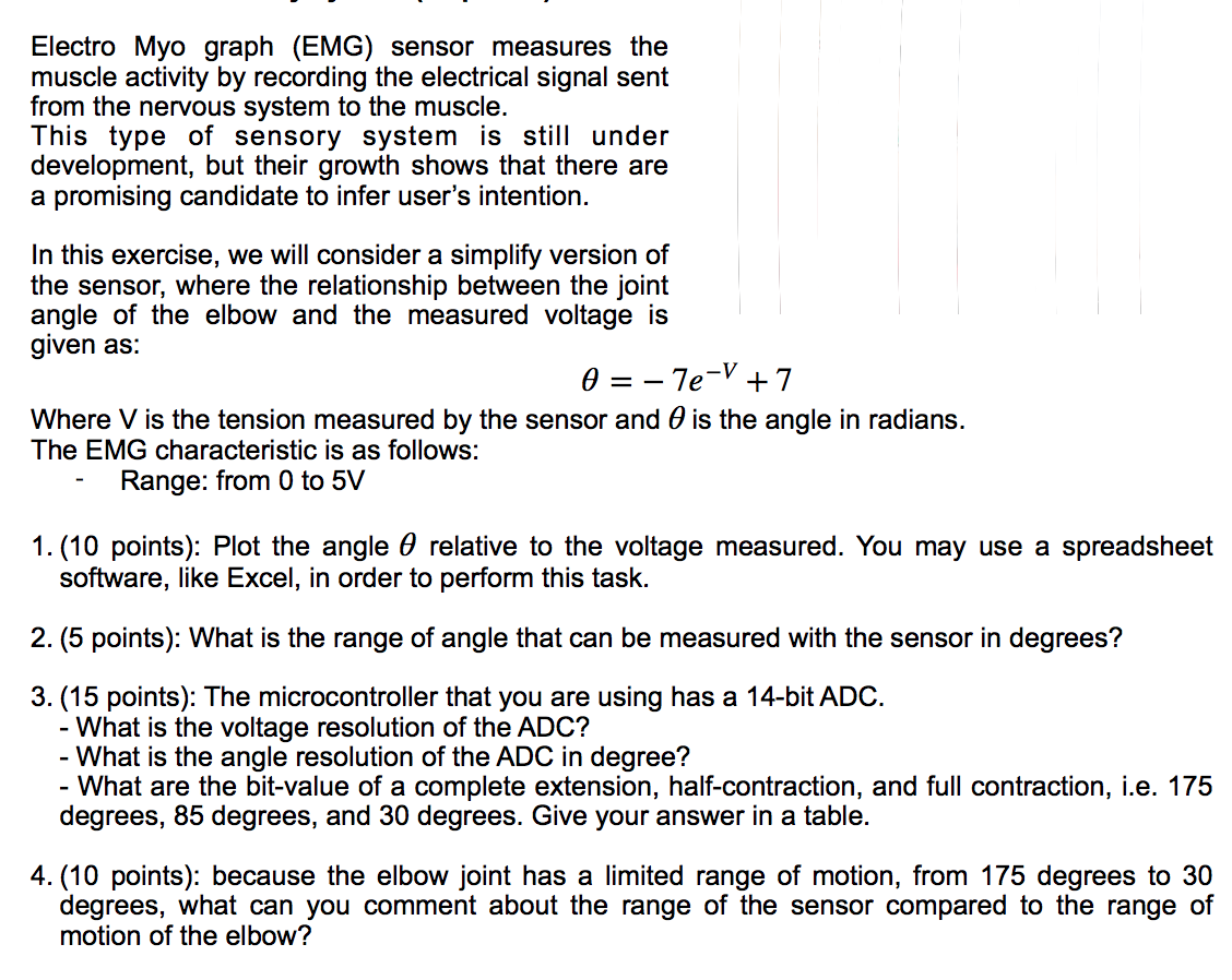 Solved Electro Myo graph (EMG) sensor measures the muscle | Chegg.com