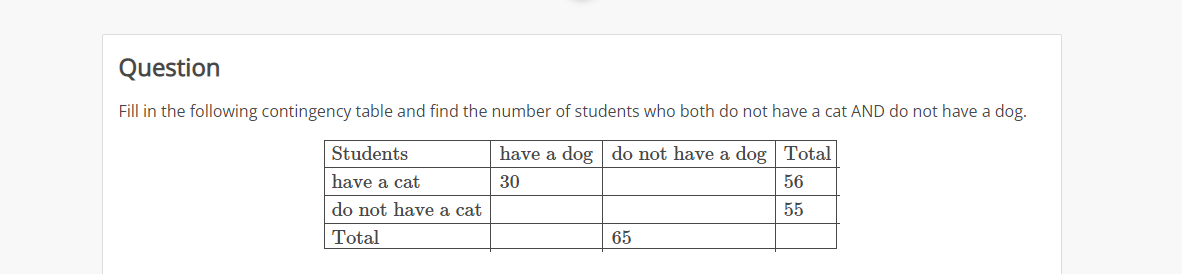 Solved Question Fill in the following contingency table and | Chegg.com