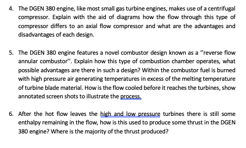 Solved 4. The DGEN 380 engine, like most small gas turbine | Chegg.com