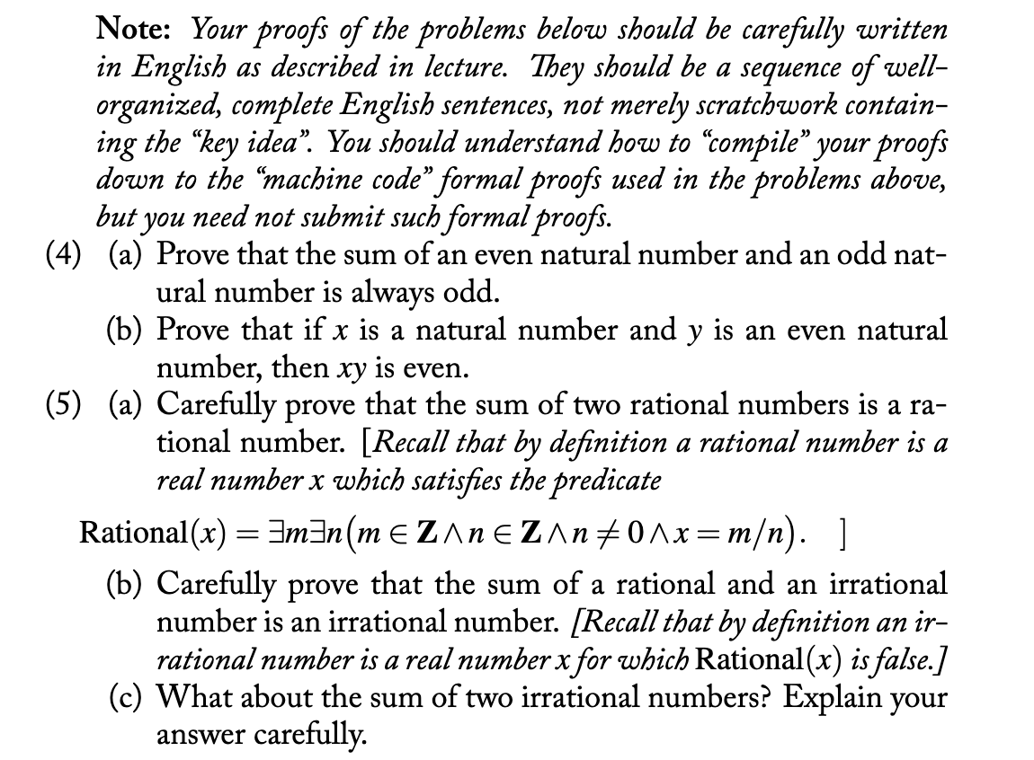 Solved Note: Your proofs of the problems below should be | Chegg.com