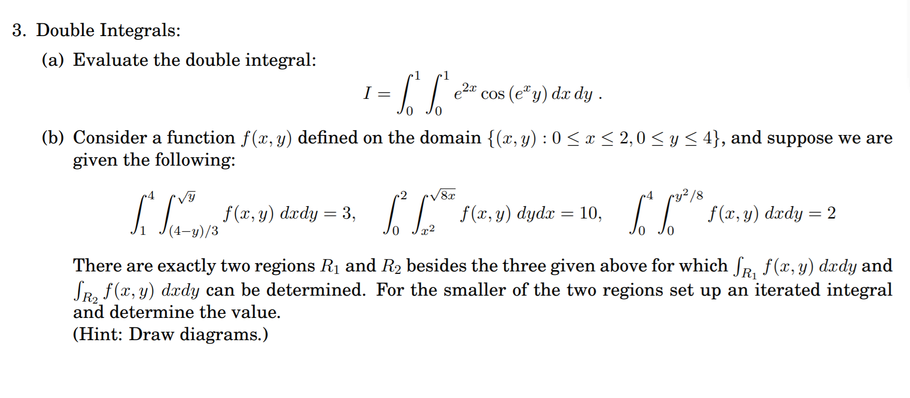 Solved 3. Double Integrals: (a) Evaluate the double | Chegg.com