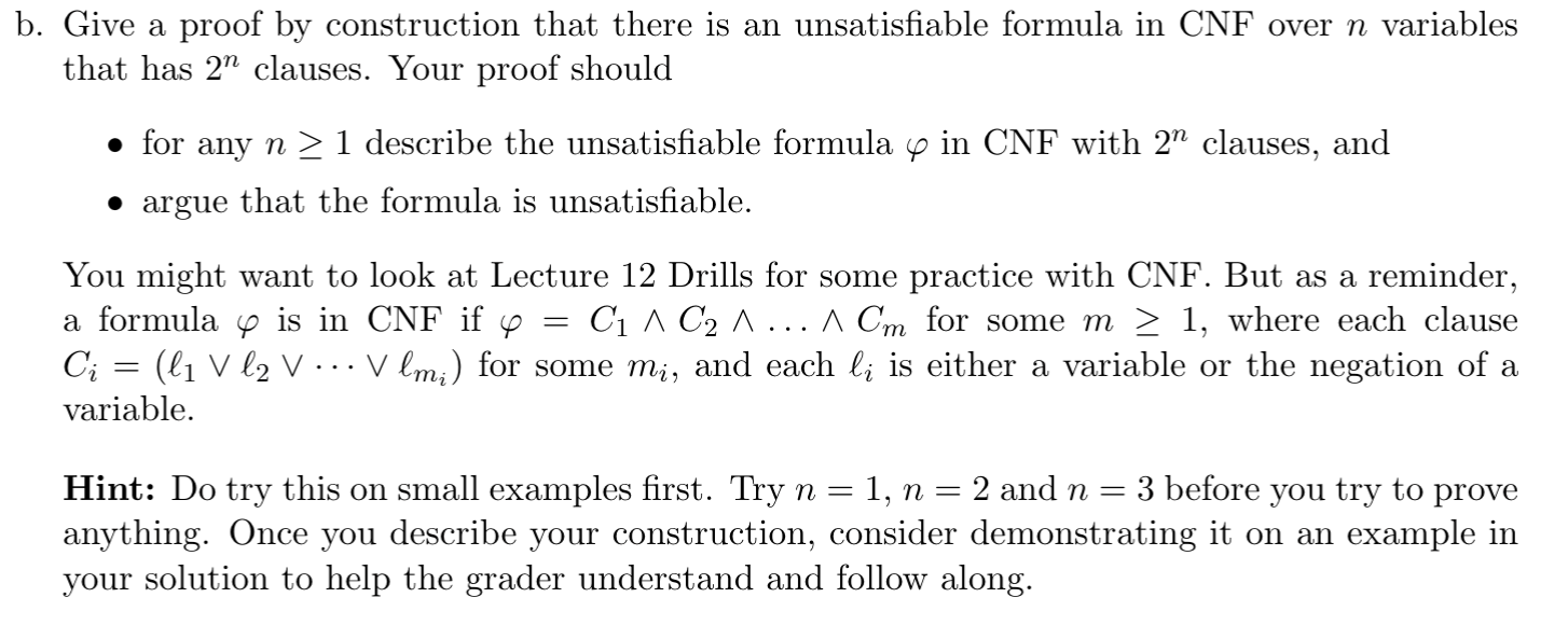 b. Give a proof by construction that there is an | Chegg.com