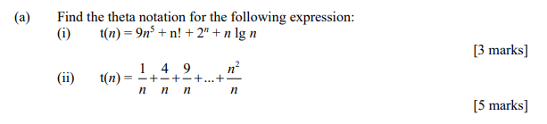 Solved (a) Find the theta notation for the following | Chegg.com
