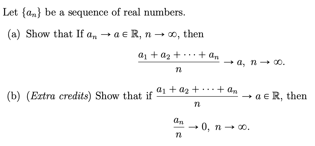 Solved Let {an} be a sequence of real numbers. (a) Show that | Chegg.com