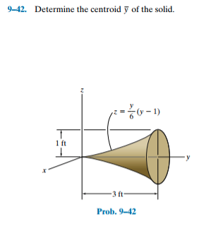 Solved 9-42. Determine the centroid y of the solid 1 ft 3 ft | Chegg.com