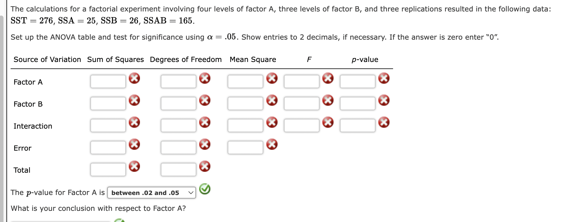 Solved The calculations for a factorial experiment involving | Chegg.com Solved The calculations for a factorial experiment involving | Chegg.com