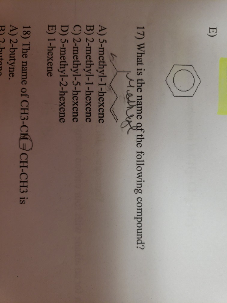 Solved CH3 A) 4-chloro-4,5-dimethyl-2-hexene B) | Chegg.com