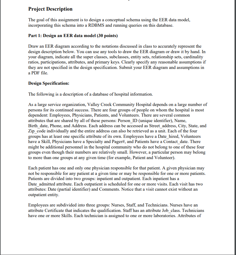 Project Description The goal of this assignment is to | Chegg.com