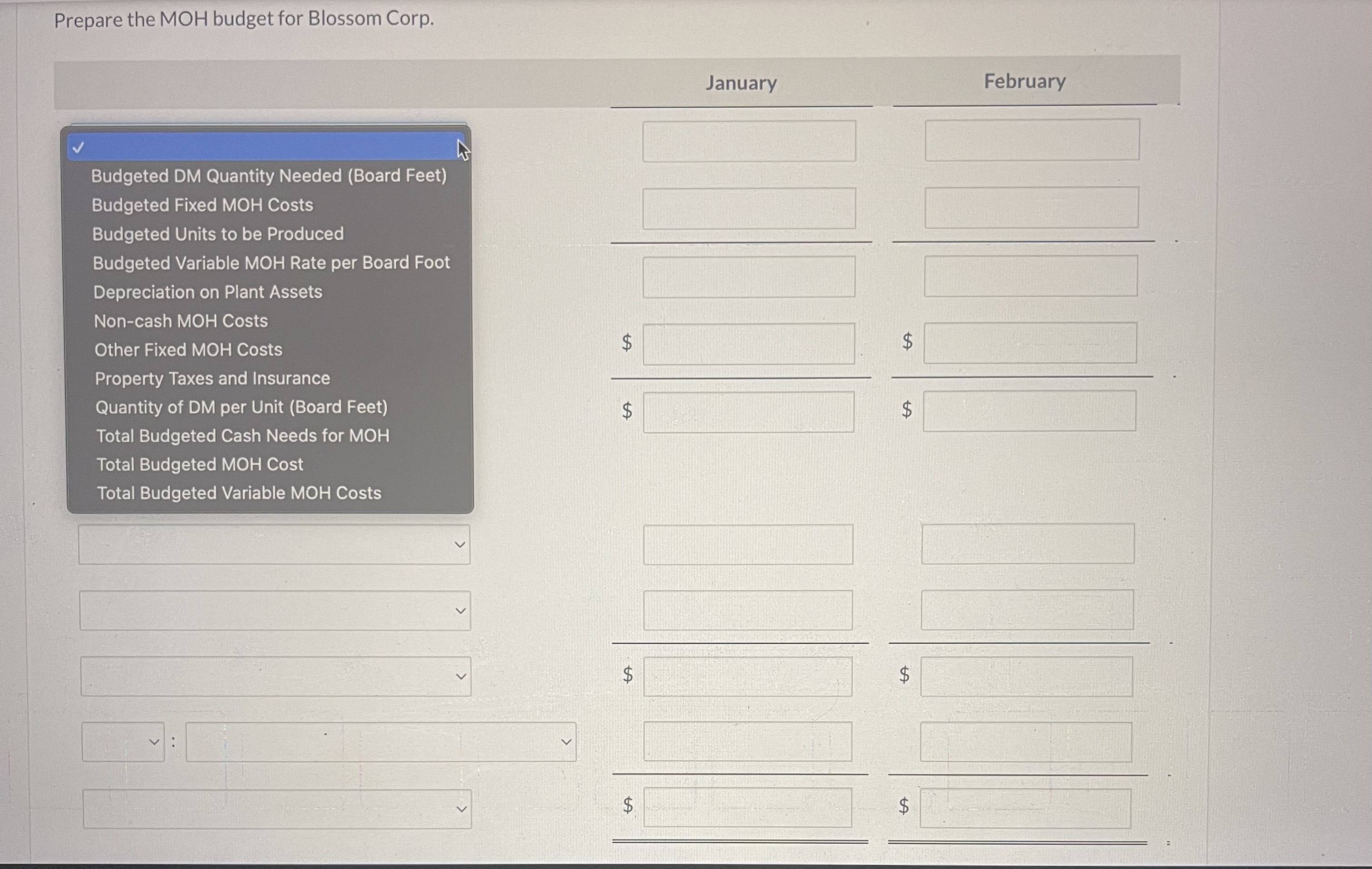Prepare the schedule of COGS for Blossom's first | Chegg.com