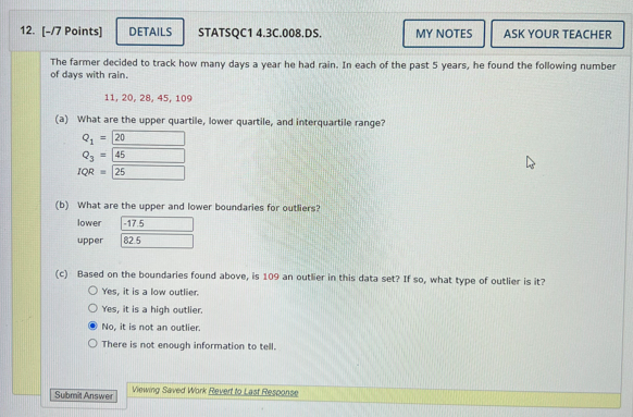 Solved The farmer decided to track how many days a year he | Chegg.com