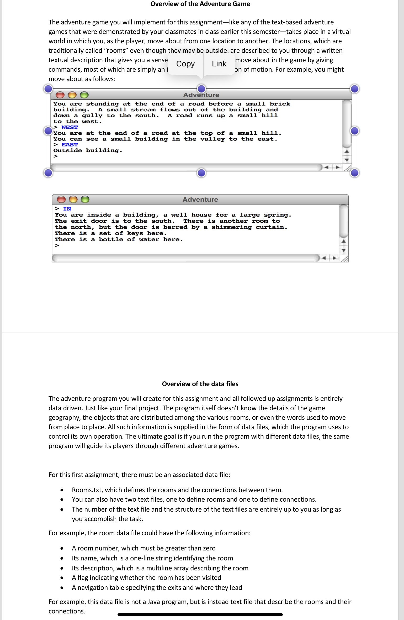 Solved The adventure game you will implement for this | Chegg.com