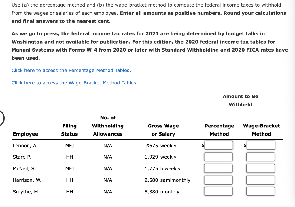 Use a The Percentage Method And b The Chegg