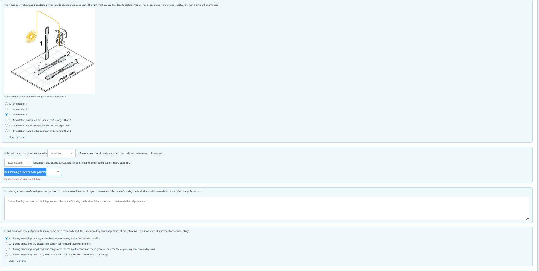Solved Which orientation will have the highest tersile | Chegg.com