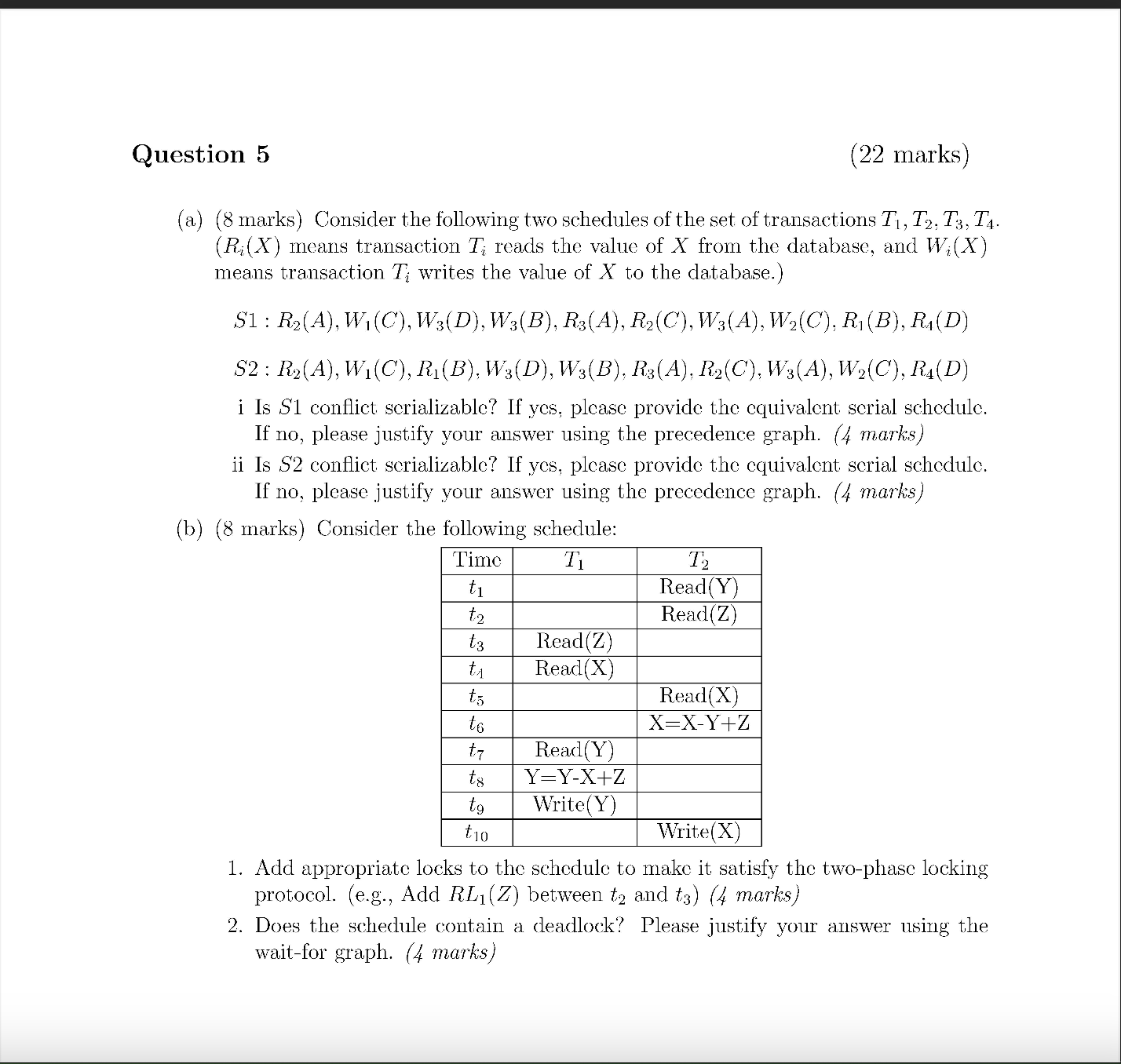 Solved Question 5(22 ﻿marks)(a) (8 ﻿marks) ﻿Consider the | Chegg.com