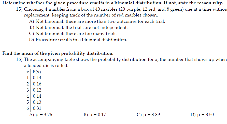 Solved Determine whether the given procedure results in a | Chegg.com