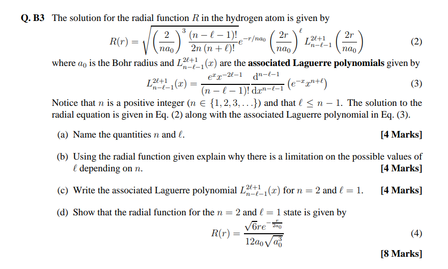 B3 The solution for the radial function R in the | Chegg.com