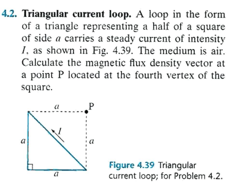 Solved 4.2. Triangular current loop. A loop in the form of a | Chegg.com