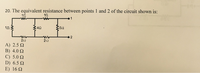 Solved The equivalent resistance between points 1 and 2 of | Chegg.com