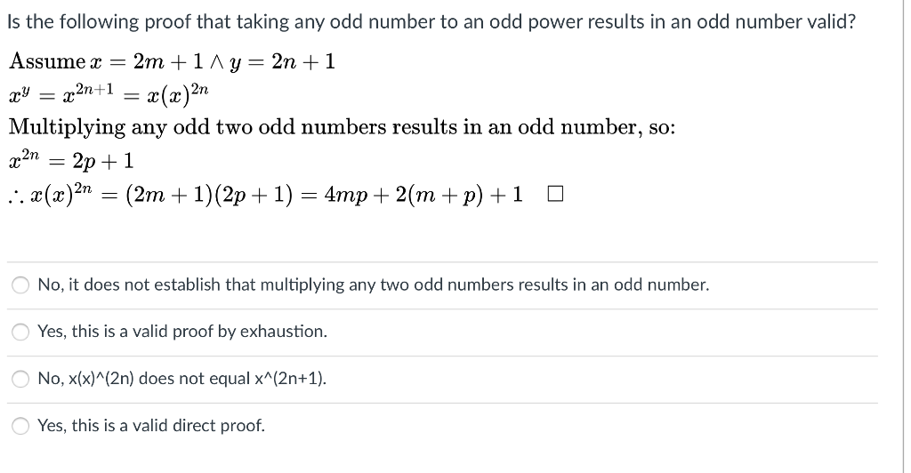 Solved Is the following proof that taking any odd number to | Chegg.com