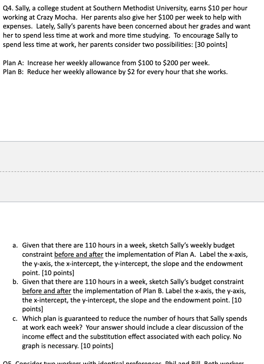 Solved Q4. Sally, a college student at Southern Methodist | Chegg.com