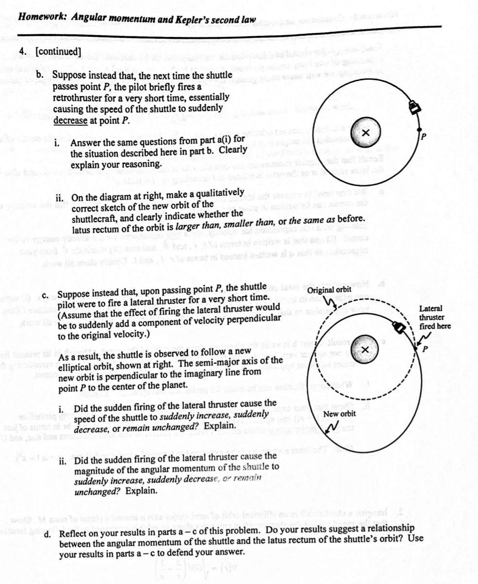 Solved Homework: Angular momentum and Kepler's second law 4. | Chegg.com